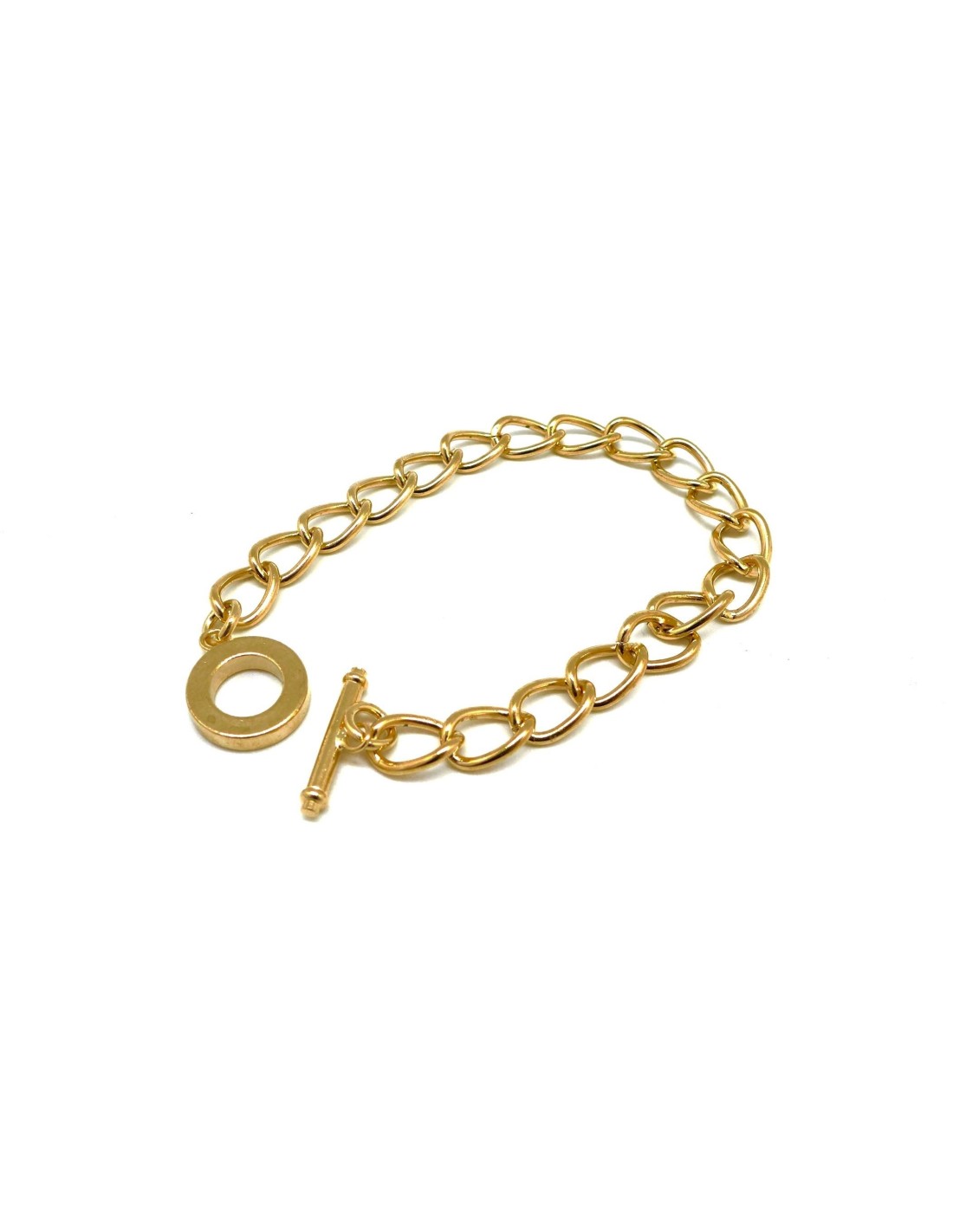 Bracelet Cha nette Maille Gourmette Fermoir T Toggle 42cm M tal Dor Bracelet Cha nette Maille Gourmette Fermoir T Toggle 42cm M tal Dor